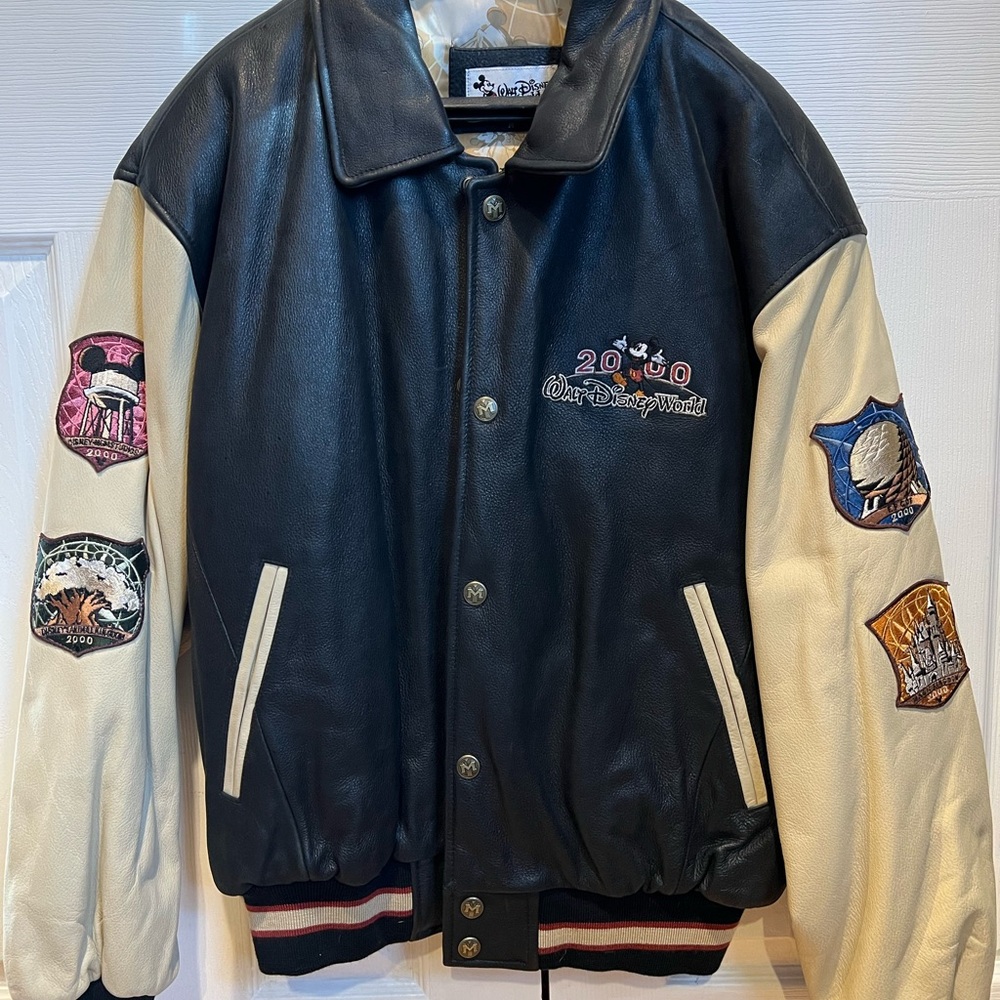 2000 Disney Leather Varsity Bomber Jacket, Collectibl… - Gem